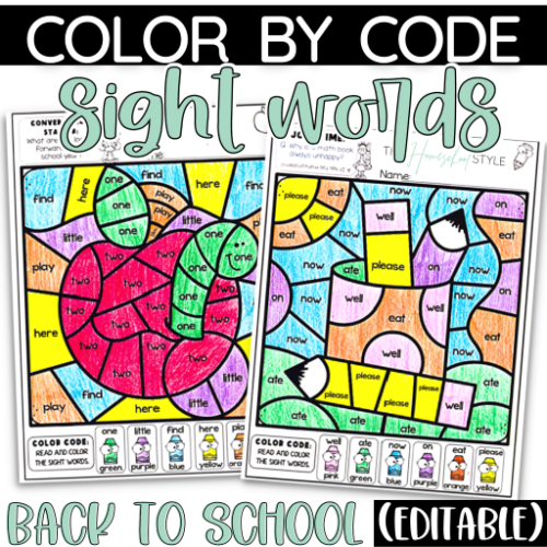 Back to School Color by Sight Word Practice Editable - Made By Teachers