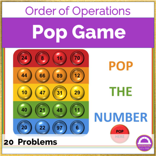 Back to School Order of Operations Math Digital Activity | Pop Game ...