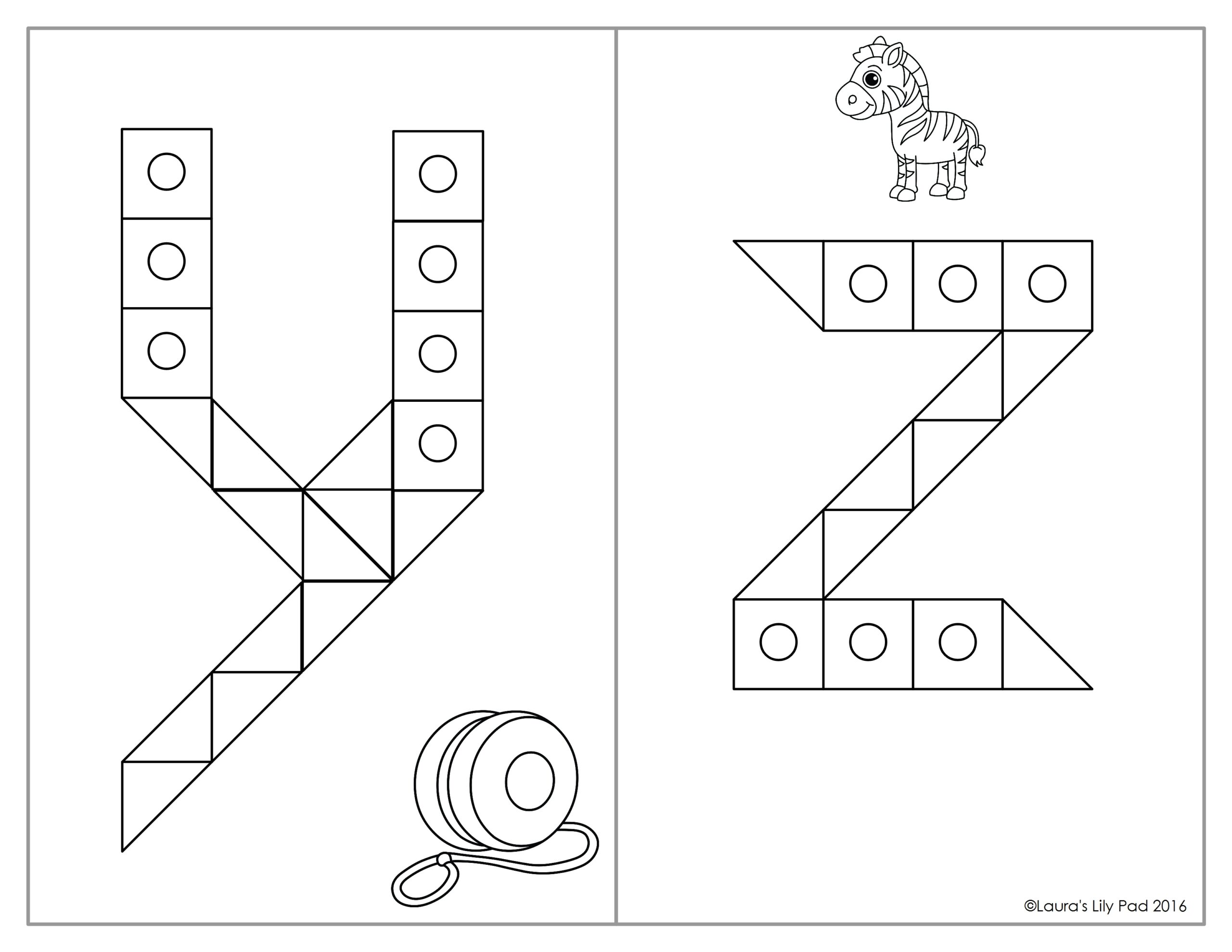 Lowercase Alphabet Building Cubes and Triangles - Made By Teachers