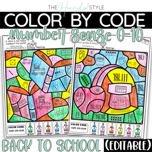 Back to School Color by Number Sense Editable Subitizing | Made By Teachers