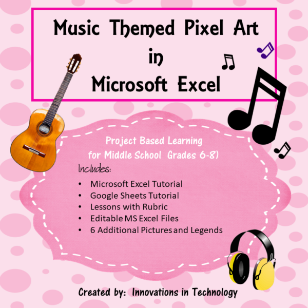 Music Themed Pixel Art in Microsoft Excel or Google Sheets | Made By ...