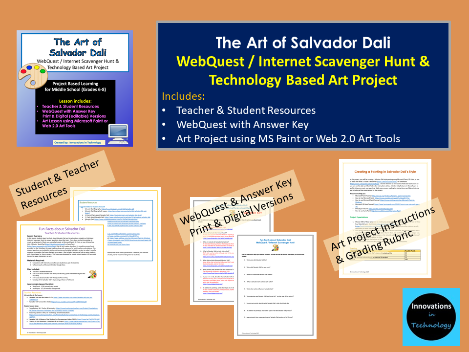 The Art of Salvador Dali - WebQuest & Technology Art Project | Made By ...