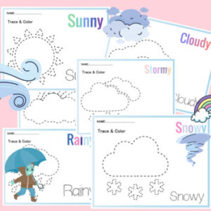 Weather Themed Trace and Color,Rainy,Sunny,Cloudy...Weather Label Cards ...