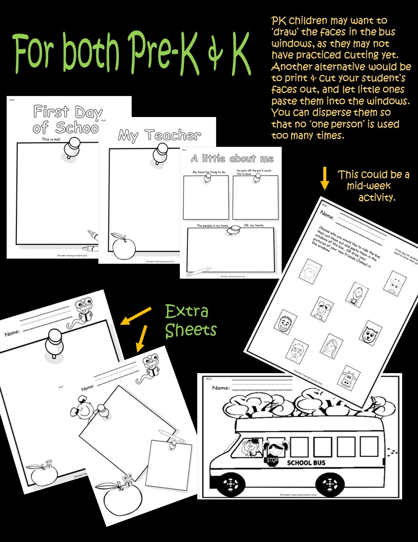 First Day of School PK/K video & worksheets, "Finding Jake" - Made By ...