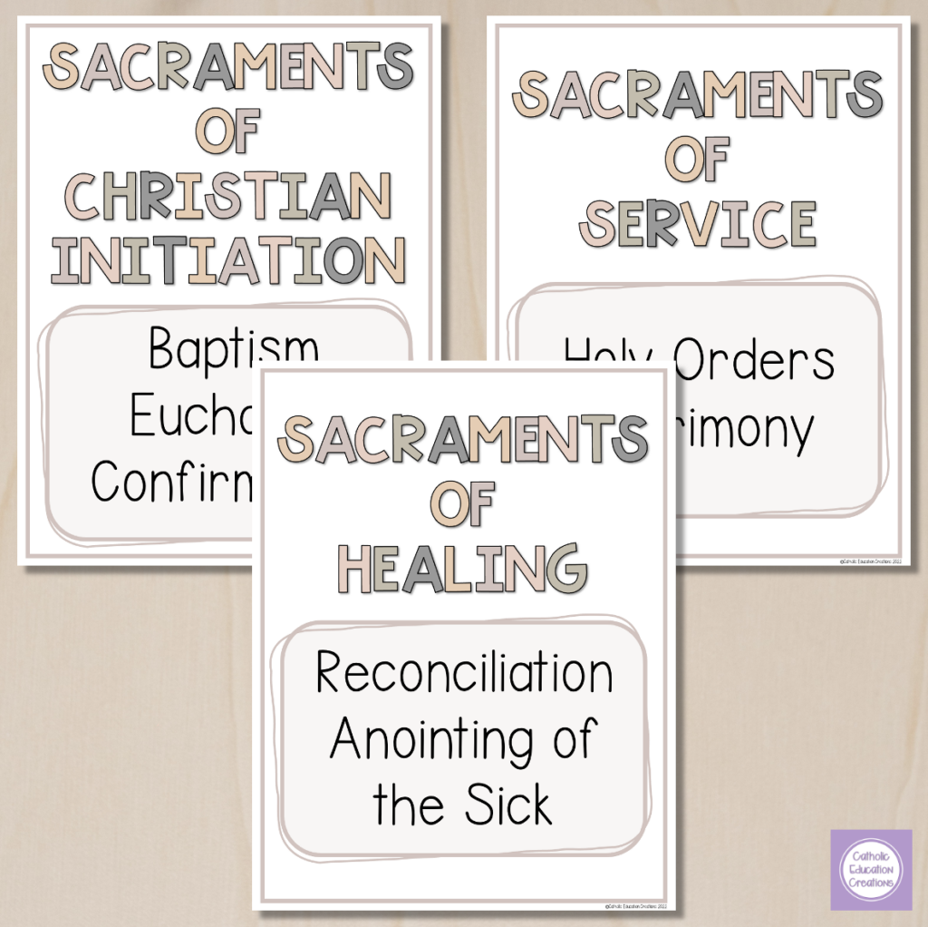 Sacrament Posters | Printable | Neutral Catholic Classroom Decor | Made ...