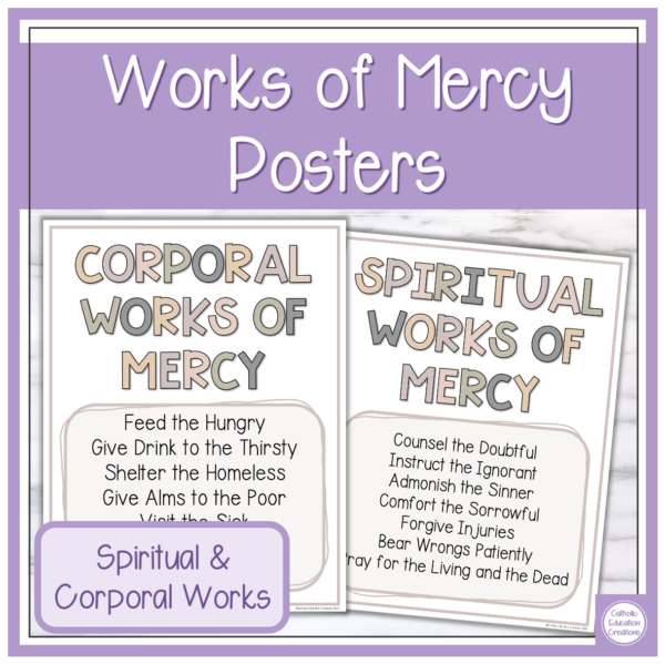 Works of Mercy Posters | Printable | Neutral Catholic Classroom Decor ...