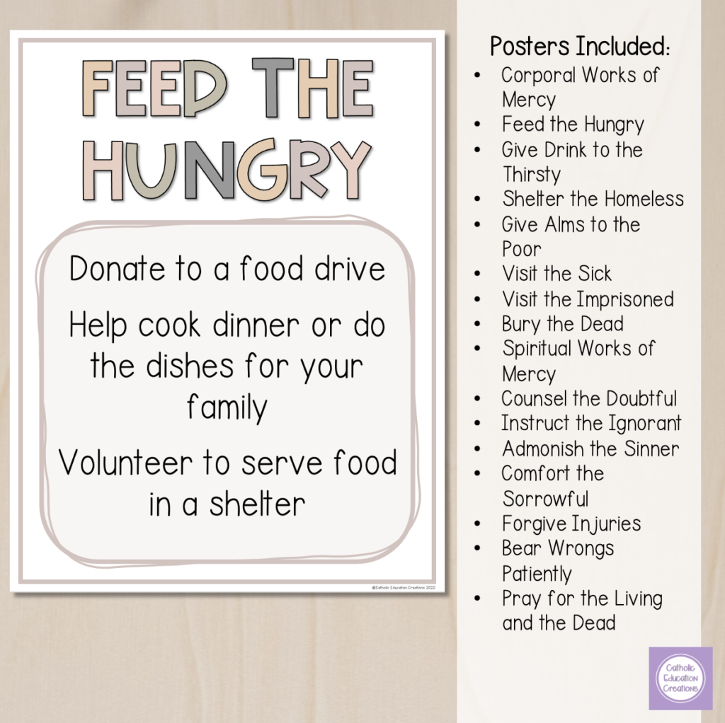 Works of Mercy Posters | Printable | Neutral Catholic Classroom Decor ...