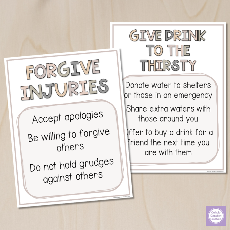 Works of Mercy Posters | Printable | Neutral Catholic Classroom Decor ...