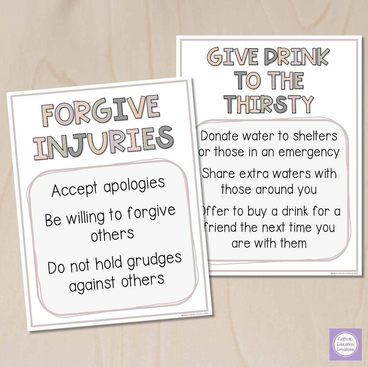 Works of Mercy Posters | Printable | Neutral Catholic Classroom Decor ...