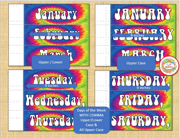 Daily Flip Calendar 2022 to 2051 Retro Tie Dye Theme | Made By Teachers