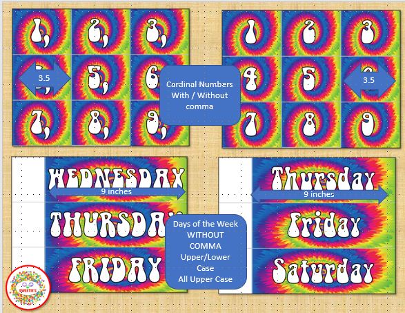 Daily Flip Calendar 2022 to 2051 Retro Tie Dye Theme - Made By Teachers