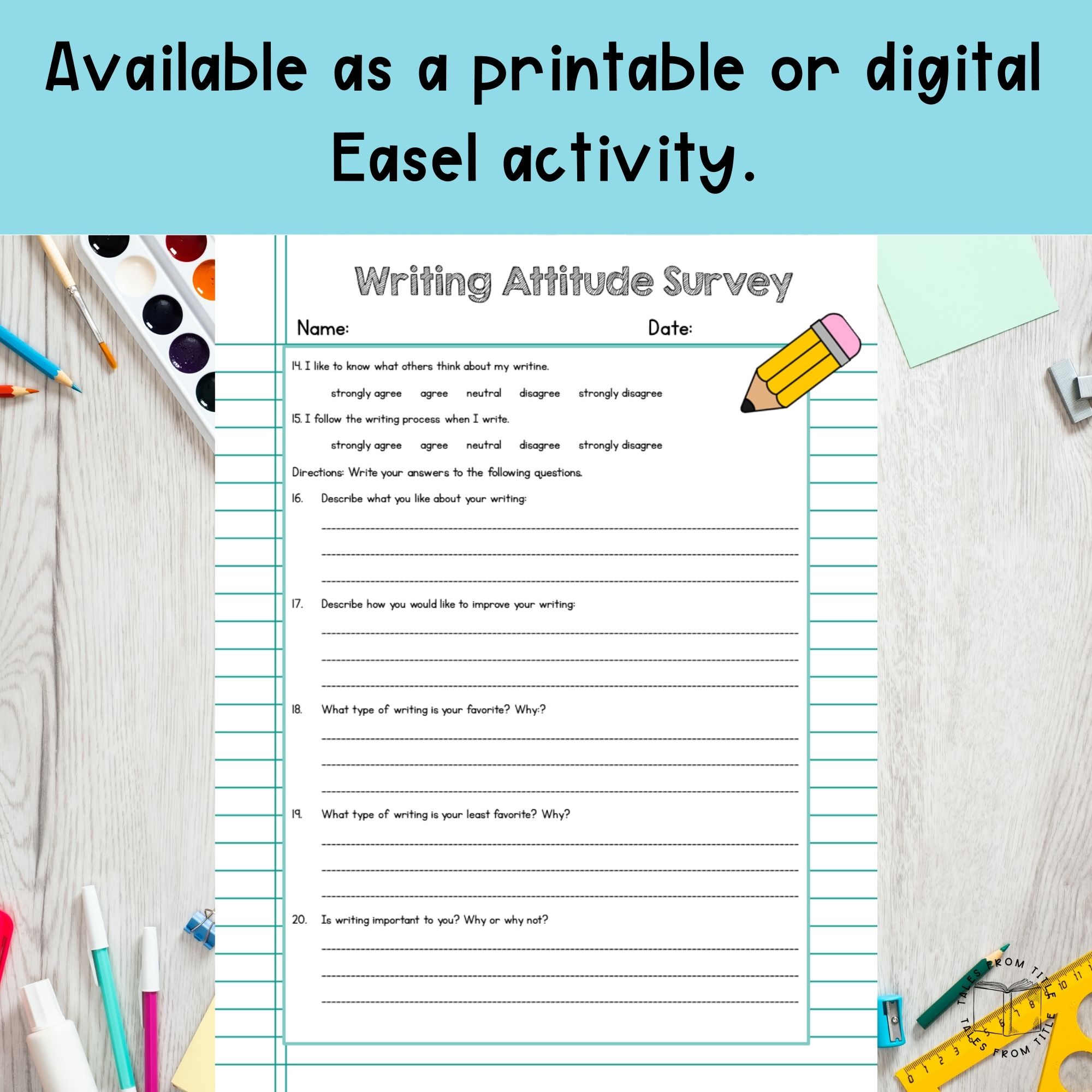 Writing Attitude Survey | Made By Teachers