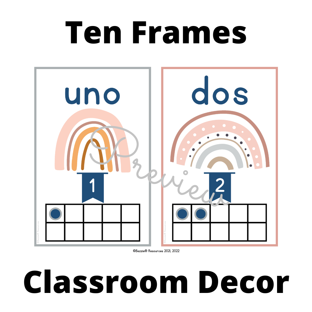 Back to School Numbers to 20 in Spanish Classroom Decor Boho Rainbow ...