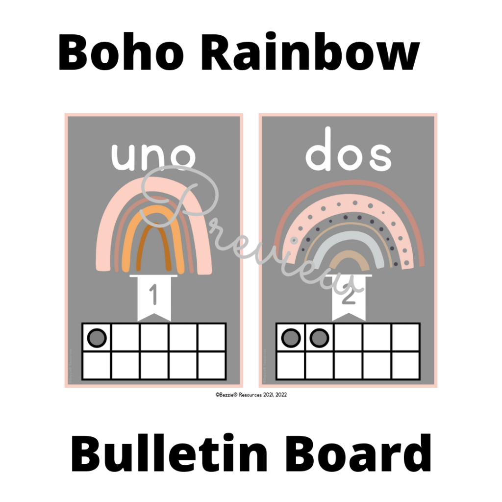 Back to School Numbers to 20 in Spanish Classroom Decor Boho Rainbow ...