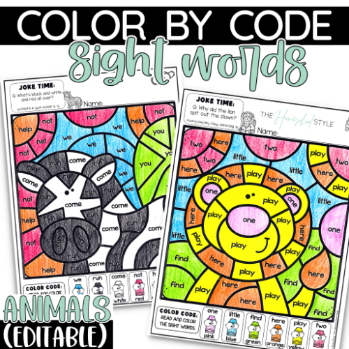Editable Color by Code Sight Word Practice Morning Work Worksheets ...