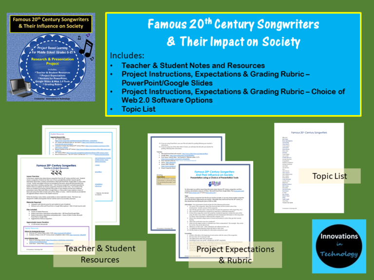 20th Century Songwriters - Technology Presentation Project | Made By ...