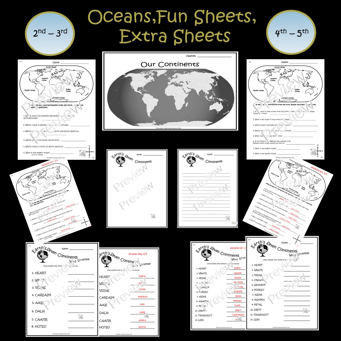 Earth's Continents/Oceans 2nd-5th Video & Worksheets | Made By Teachers