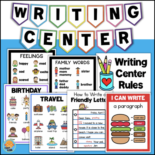 WRITING CENTER Posters Themed Word Lists Anchor Charts Banner | Made By ...