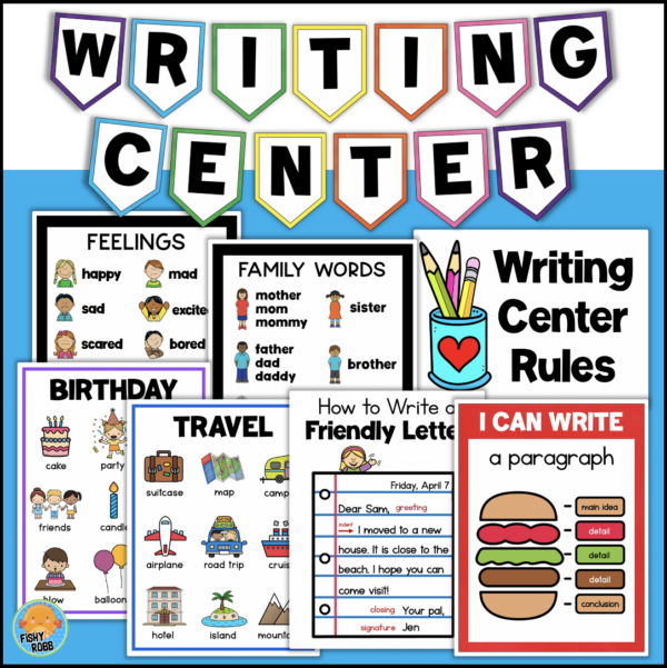 WRITING CENTER Posters Themed Word Lists Anchor Charts Banner - Made By ...
