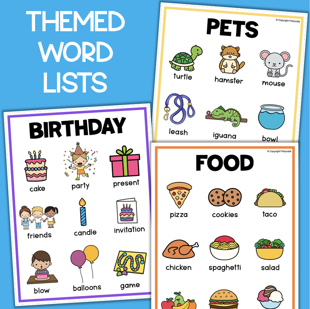 WRITING CENTER Posters Themed Word Lists Anchor Charts Banner - Made By ...