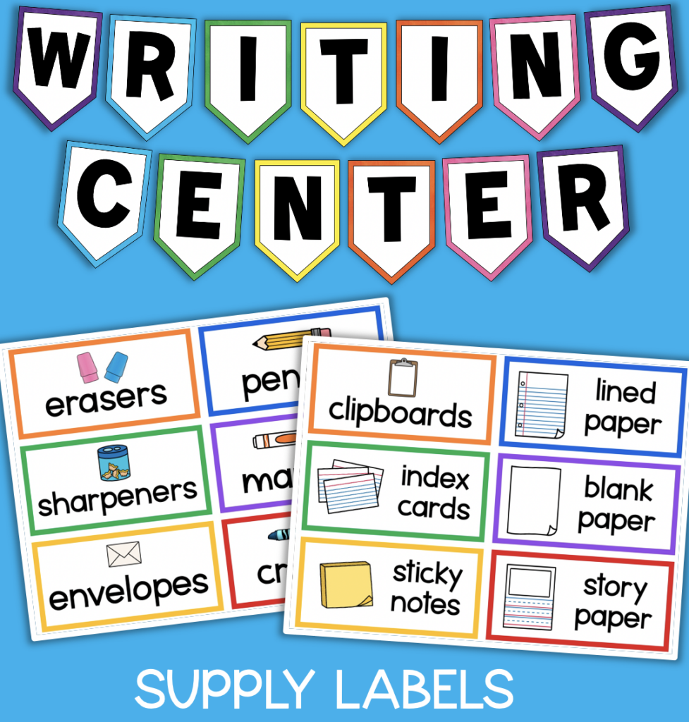 WRITING CENTER Posters Themed Word Lists Anchor Charts Banner - Made By ...