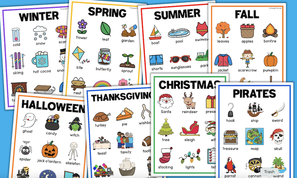 WRITING CENTER Posters Themed Word Lists Anchor Charts Banner - Made By ...