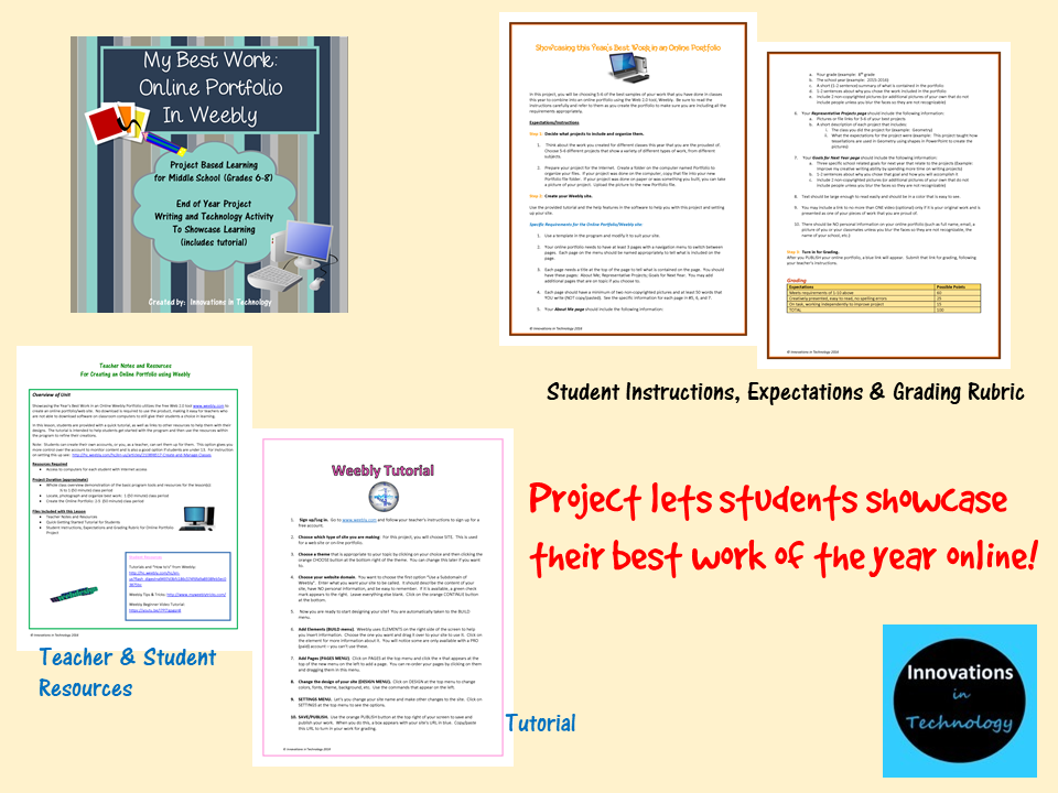 Best Work Online Portfolio End of Year Project in Weebly | Made By Teachers