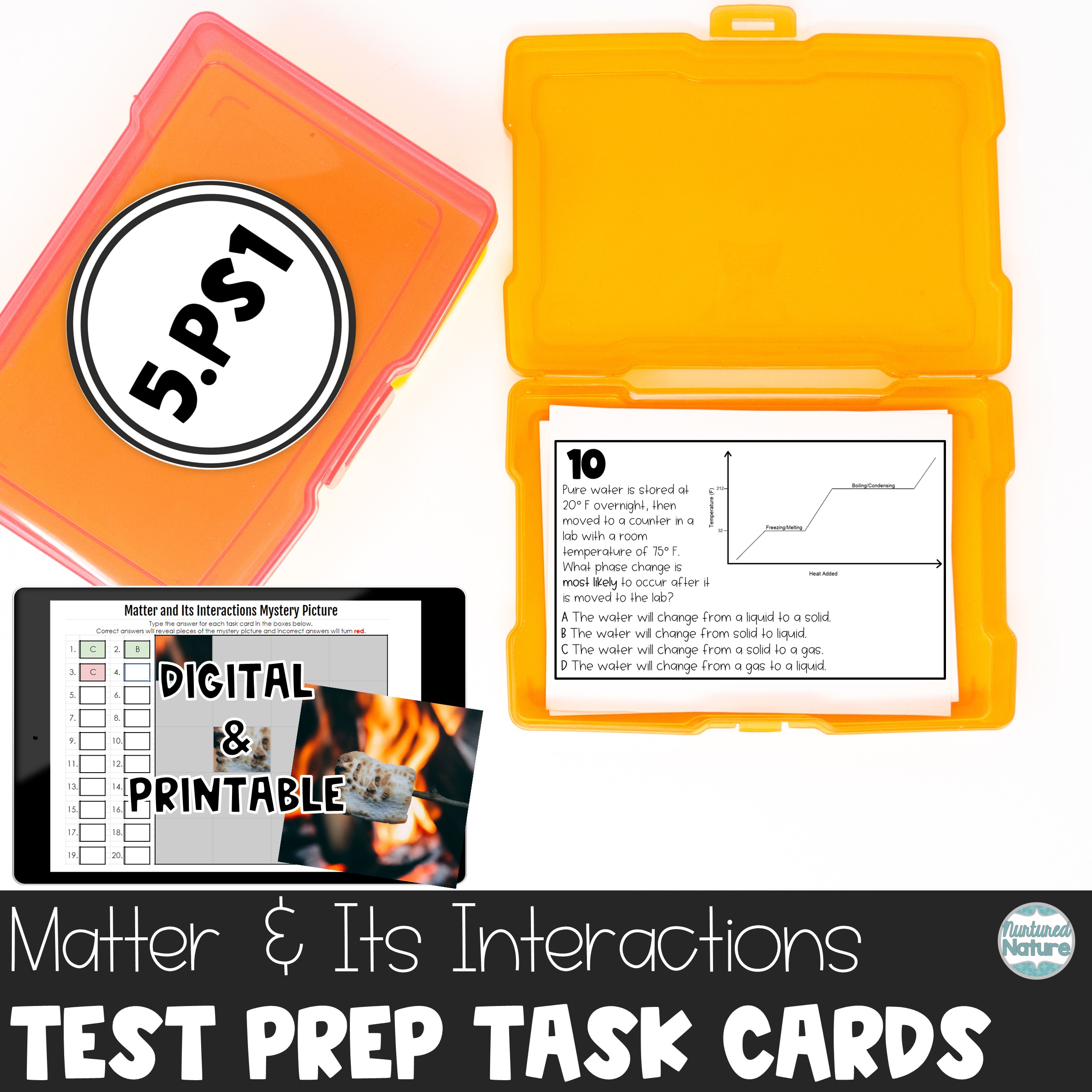 Matter and Its Interactions Test Prep Task Cards - TNReady Science 5 ...