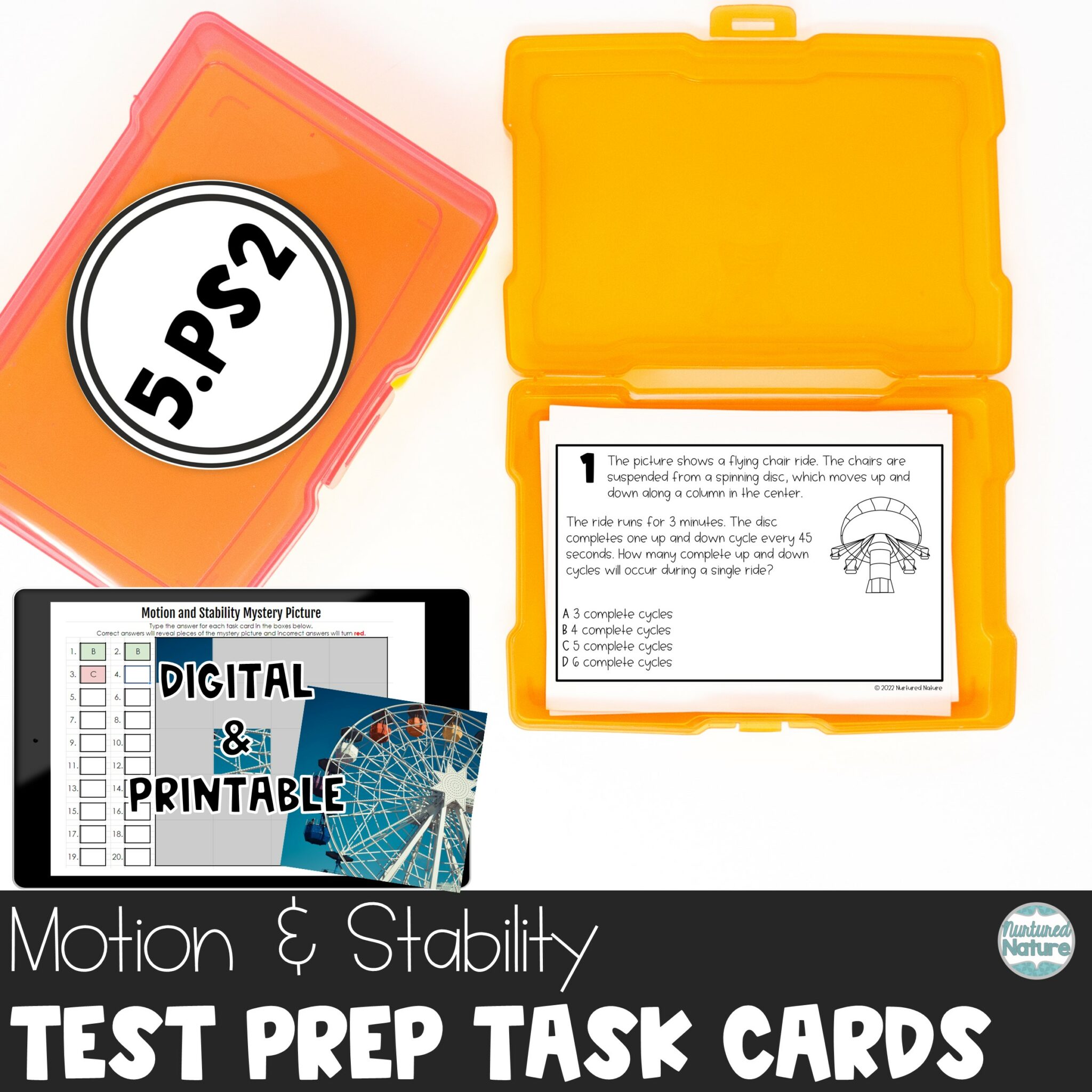 Motion and Stability Test Prep Review Task Cards - TNReady Science 5 ...