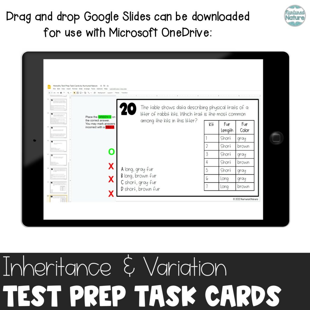 Inheritance and Variation Test Prep Task Cards - TNReady Science 5.LS3 ...