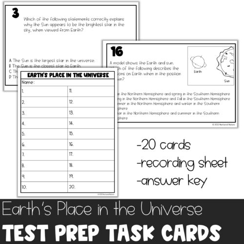 Earth’s Place in the Universe - Science Test Prep Task Cards 5.ESS1 ...