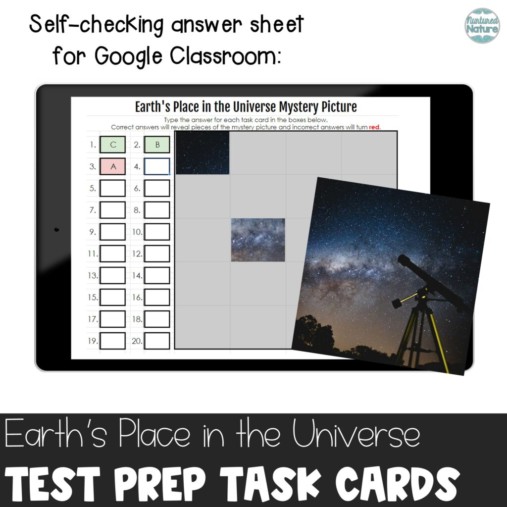 Earth’s Place in the Universe - Science Test Prep Task Cards 5.ESS1 ...