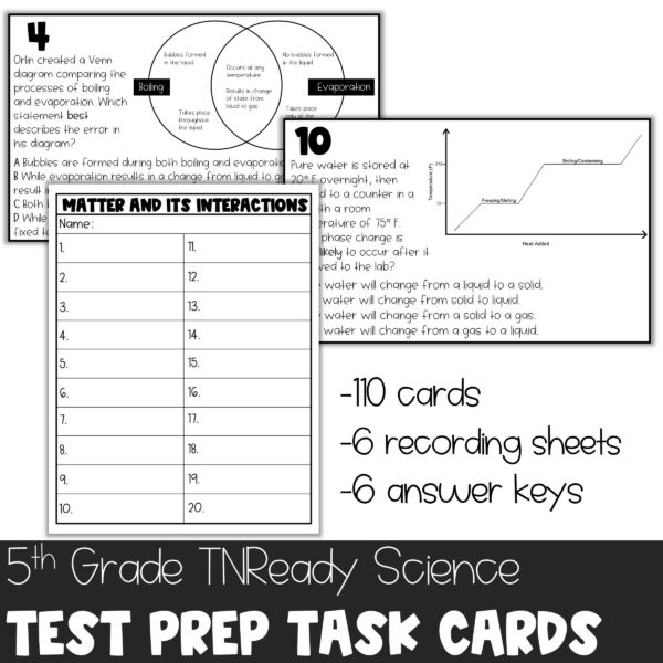 5th Grade TNReady Test Prep Task Card Bundle - Life Earth Physical ...