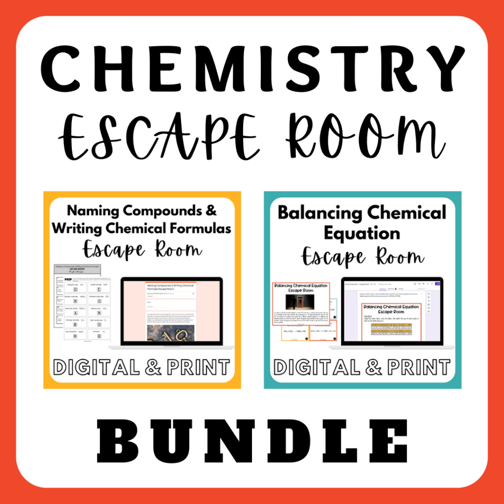 CHEMISTRY Balancing Chemical Equation Escape Room Activity #2 - Made By ...