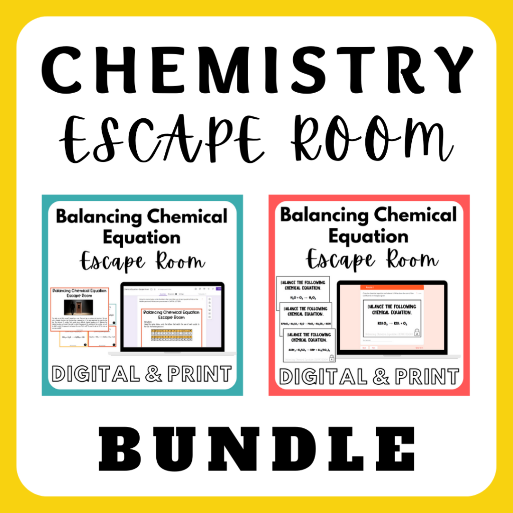 CHEMISTRY Naming Compounds & Writing Chemical Formulas Escape Room ...