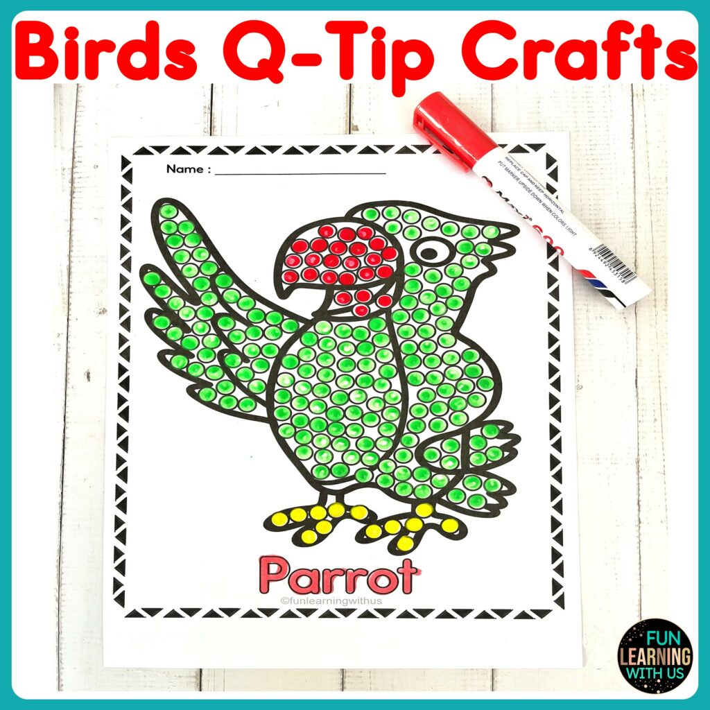 Birds Q-Tip Crafts | Nature Themed Fine Motor Activity | Made By Teachers