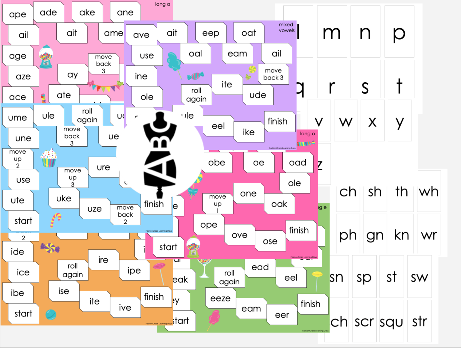Onset and Rime Games with Long Vowels, Blends and Digraphs - Made By ...