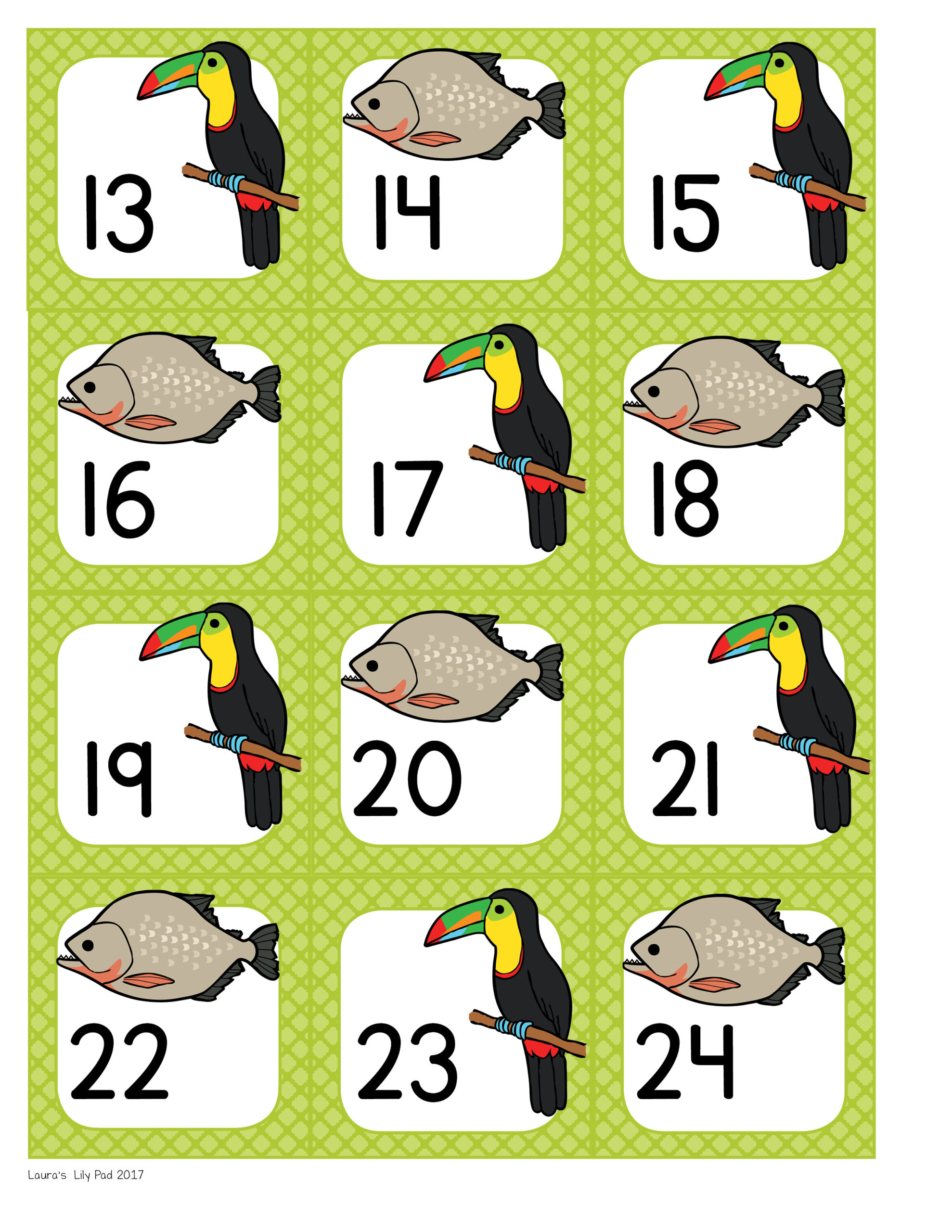Calendar Number Cards Rainforest Animals Theme | Made By Teachers