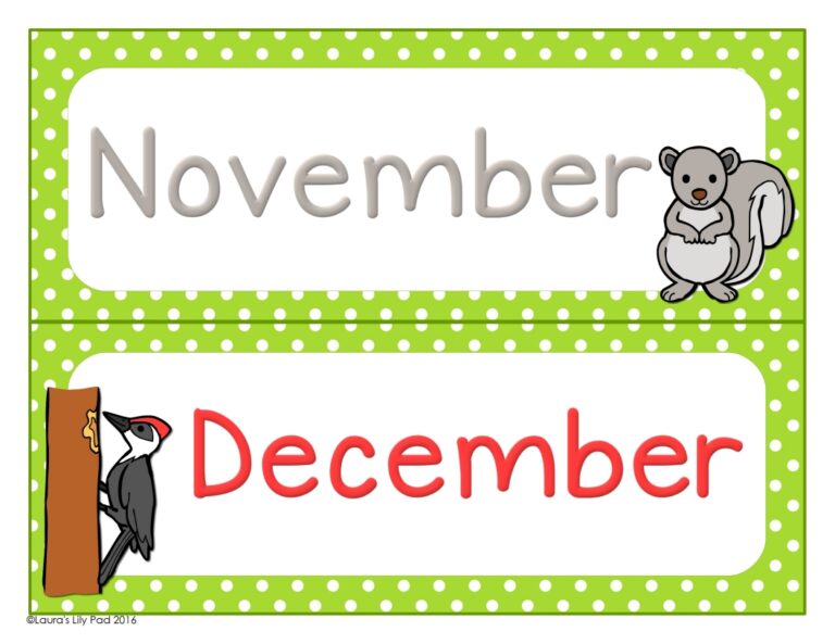 Forest Animals Theme Calendar Months of the Year - Made By Teachers