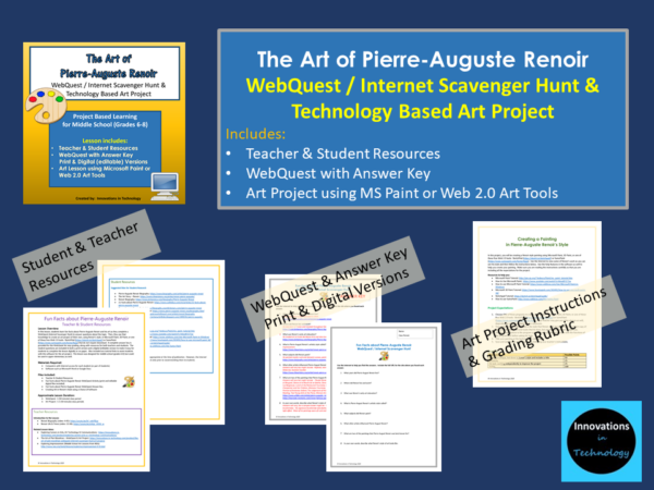 Art of Pierre-Auguste Renoir - WebQuest & Art Project - Made By Teachers