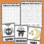 HALLOWEEN Word Wall Vocabulary Cards & Worksheets Word Search ABC Order ...
