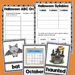 HALLOWEEN Word Wall Vocabulary Cards & Worksheets Word Search ABC Order ...