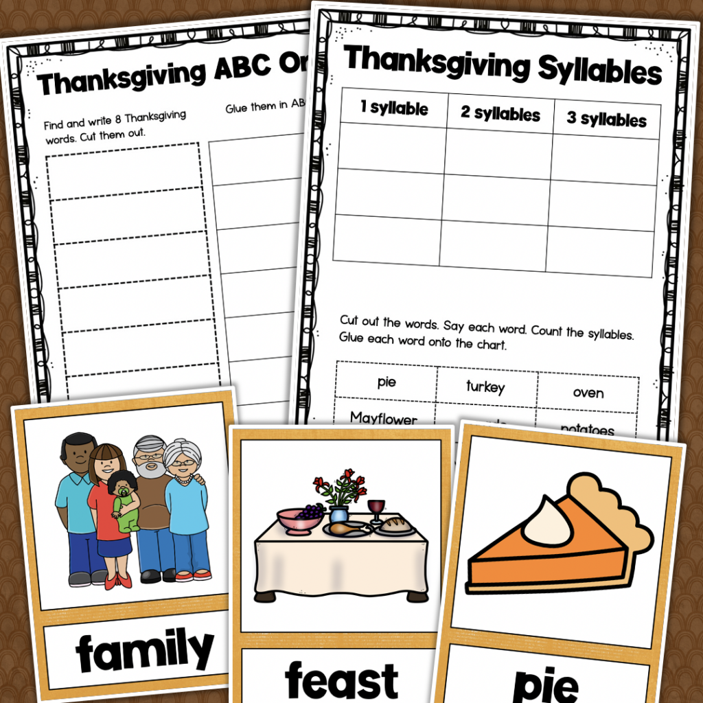 Thanksgiving Word Wall Vocabulary Cards &Worksheets ABC Order Word ...