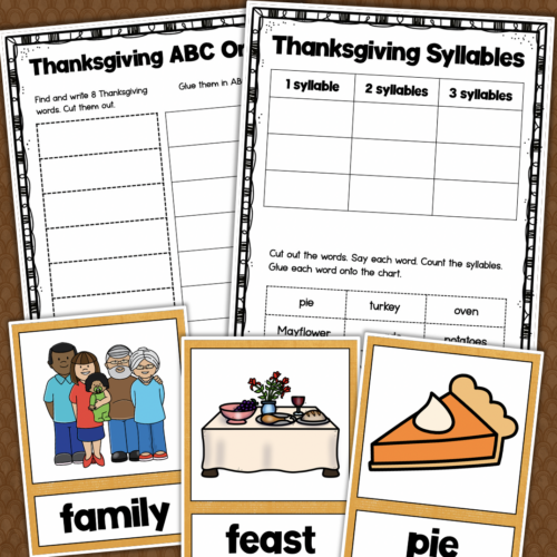 Thanksgiving Word Wall Vocabulary Cards &Worksheets ABC Order Word ...