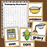 Thanksgiving Word Wall Vocabulary Cards & Worksheets ABC Order Word ...