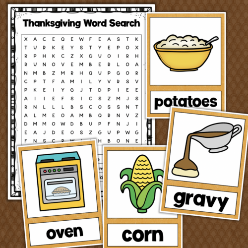 Thanksgiving Word Wall Vocabulary Cards &Worksheets ABC Order Word ...