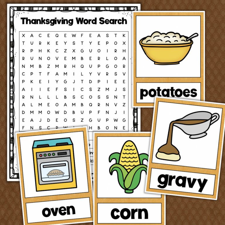 Thanksgiving Word Wall Vocabulary Cards &Worksheets ABC Order Word ...