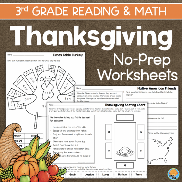 Third Grade THANKSGIVING Math & Reading Activities | Made By Teachers