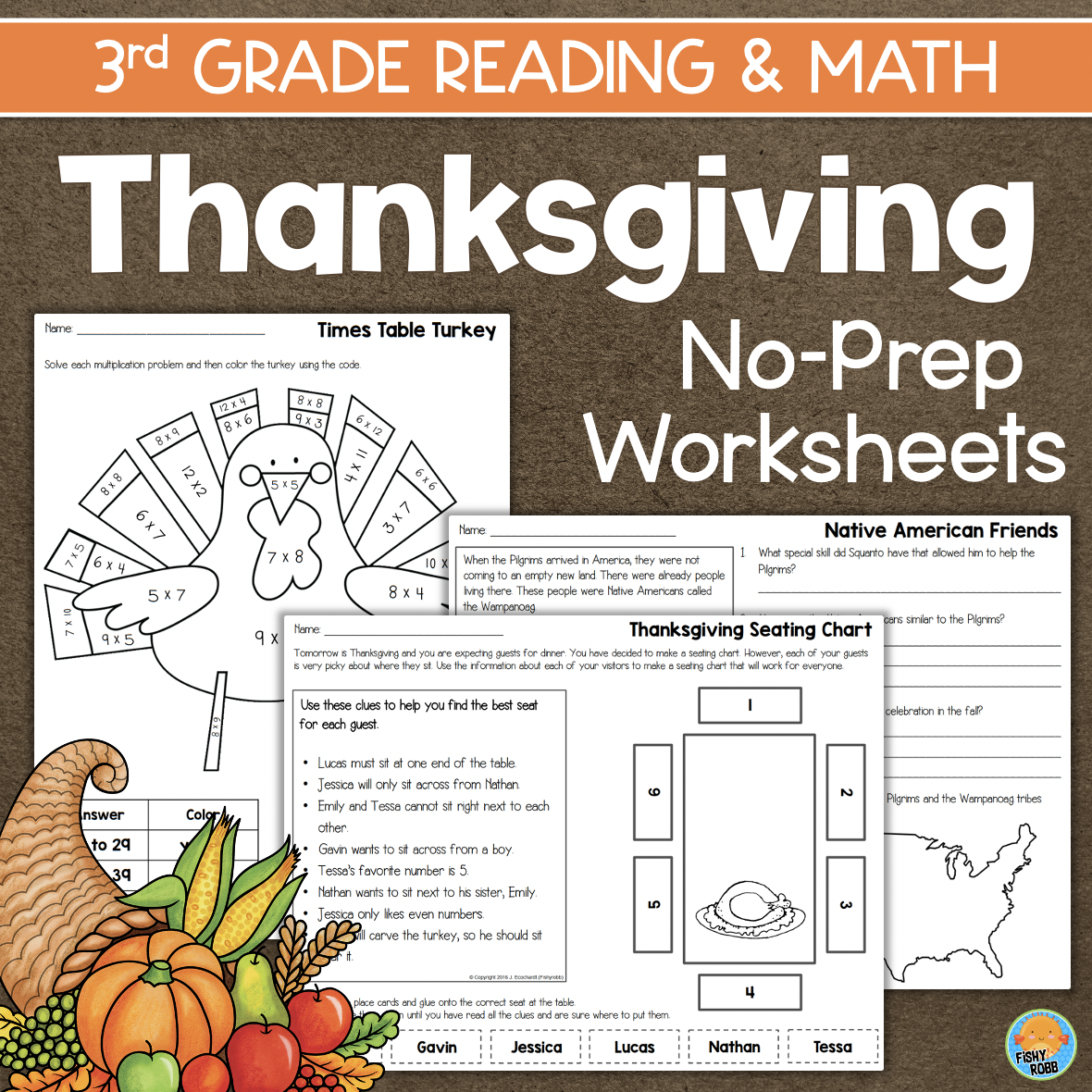 Third Grade THANKSGIVING Math Reading Activities Made By Teachers