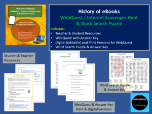 History of eBooks WebQuest / Word Search Puzzle - Made By Teachers
